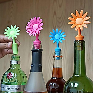Southern Homewares Flower Bottle Stoppers - 4 Pack - Made of Silicone