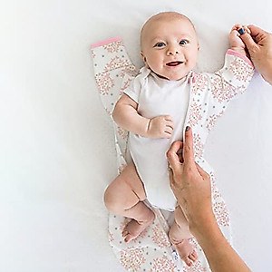 SwaddleDesigns Transitional Swaddle Sack with Arms Up Half-Length Sleeves and Mitten Cuffs, Heavenly Floral, Pink, Small, 0-3mo, 6-14 lb, (Better Sleep for Baby Girls, Easy Swaddle Transition)