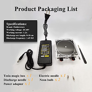 ISolderStore Musical Tesla Coil Speaker Mini Bluetooth Music Tesla Coil Magic Box Arc Plasma Artificial Lightning Desktop Toy Magic Beat Electron Tesla Box Assembled