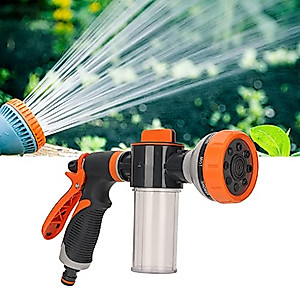Garden Foam Sprayer, 8 Modes Multifunctional Water Spraying Nozzle Widely Used Labor Saving Concentrated Water Pressure Longer Spray Distance for Car Washing Rear Trigger