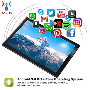 AAUB Tablet 10.1 inch Android Tablets 10 OS, Octa-Core Largest Tablet, HD Display, 32GB Big Storage Smart PC, 5MP+13MP Dual Cameras, 5G WiFi Bluetooth 5.0 GPS for Kids Seniors Tablet Computer