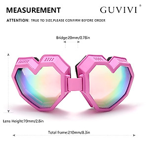 GUVIVI Heart Shaped Sunglasses Fashion Ski Goggles Oversize Love Glasses for Women Men Fun Eyewear Eyeglass