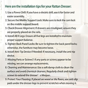 infurnic 3 Drawer Rattan Dresser for Bedroom, Modern Wooden Dresser Chest with Handles for Bedroom, Hallway and Living Room, Wood Oak