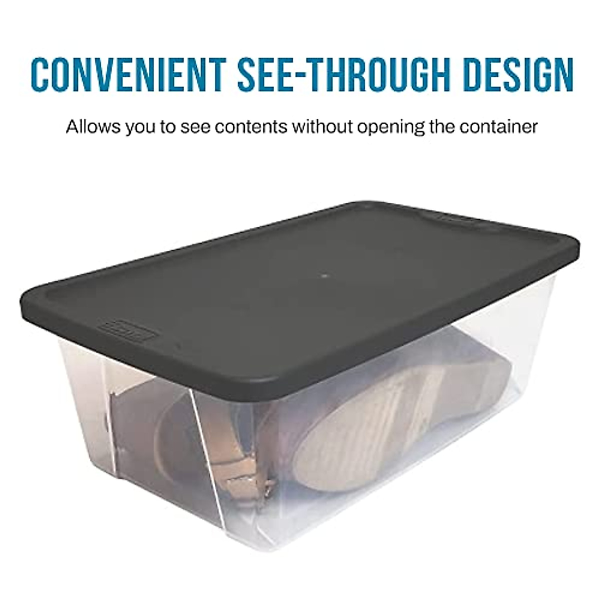 HOMZ 56 Quart Snaplock Clear Plastic Storage Tote Container Bin with Secure Lid and Handles for Home and Office Organization, 2 Pack