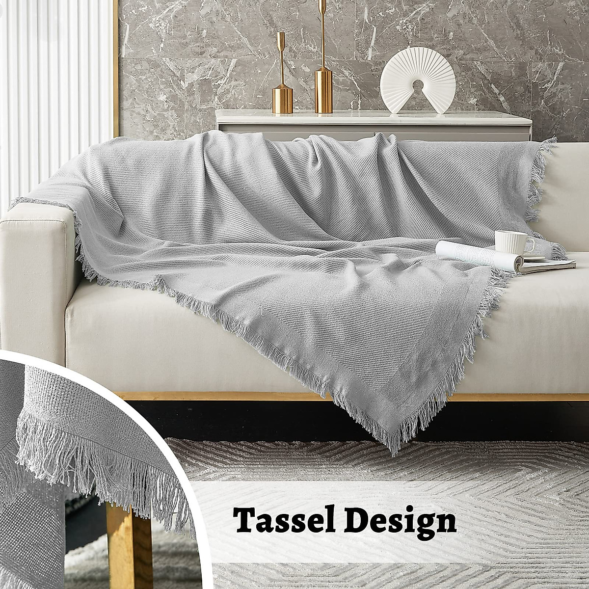 MYSKY HOME Couch Cover Sofa Covers Sectional Couch Covers for 3 Cushion Couch Sofa Cover for Living Room L Shaped Sofa Slipcovers for Dogs (X-Large, 71" x 118", Light Grey)