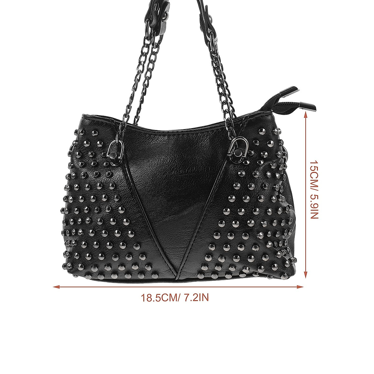 Studded Shoulder Bag for Women Leather Punk Rivet Crossbody Bag Handbag with Chain Wallet Purse for Girls