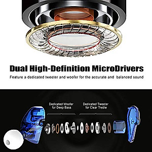 BASN High-Definition in Ear Monitor Headphones for Musicians with Detachable MMCX Earbuds; Dual Dynamic Drivers and Noise-Isolating (Blue)