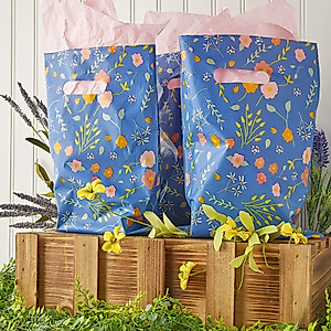 100 Pack Floral Party Gift Bags with Handles (9 x 12 in)