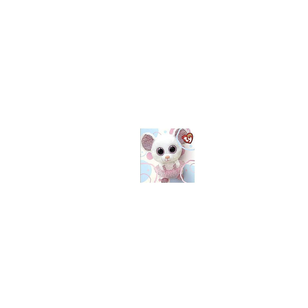 TY 2007519 Nina Mouse with Tutu Beanie Boo Stuffed Animal, Multicoloured, 15 cm