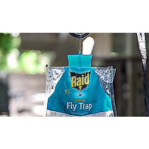 Raid Fly Trap (2-Pack), Outdoor Fly Trap, Disposable Fly Trap Bag, House Fly Trap with Food-Based Attractant, Hanging Fly Bag, 2 Home Fly Trap Bags, Outside Fly Control for Home, Hanging Fly Bait Bags