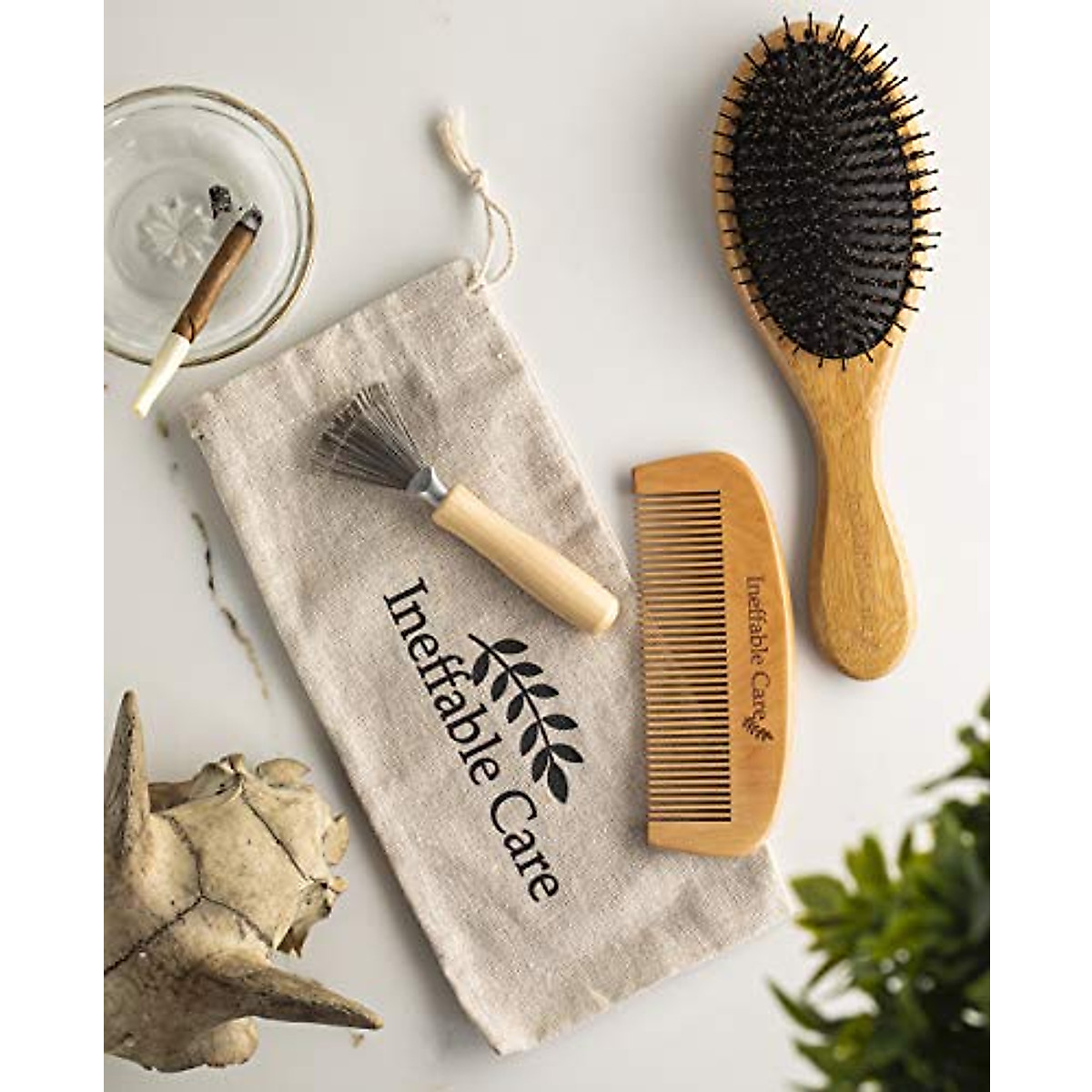Boar Bristle Hair Brush set – Curved and Vented for Wet and Dry Detangling Hair Brush for Women Long, Thick, Thin, Curly & Tangled Hair Vent Brush - Stocking Stuffers Gift kit