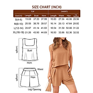 AUTOMET Womens Summer 2 Piece Outfits Vacation Casual Trendy Shorts Matching Sets Sleeveless Casual Linen Outfits 2024 Black M