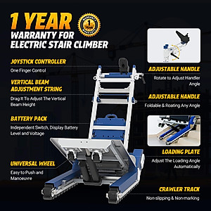 XSTO CT420C Powered Heavy Duty Track Stair Climbing Hand Truck, 926 lbs Load Capacity, Electric Semi-Automatic Stair Climber Cart for Material Handling