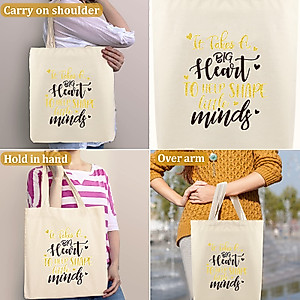 Xuniea 6 Pcs Teacher Appreciation Gifts for Women Graduation Tote Canvas Shopping Bags with Pocket (Simple Style)