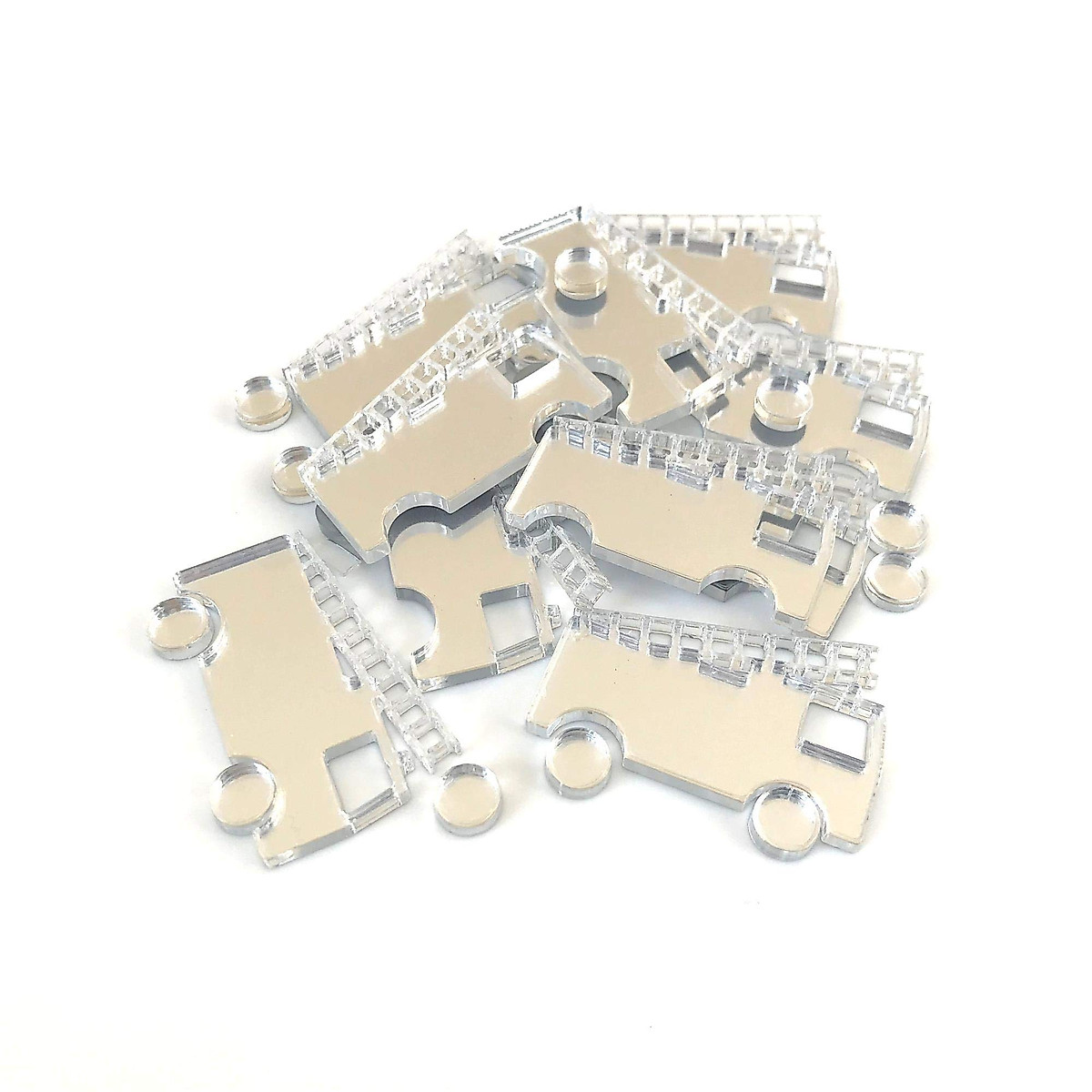 Super Cool Creations Fire Engine Shaped Crafting Mirrors, Set of 10, Many Colours, Shatterproof Acrylic, Lime Green, Pack of 10 x 3cm