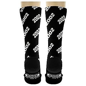 ThisWear 21st Birthday Socks For Men Made In 2002 1-Pair Novelty Socks Charcoal