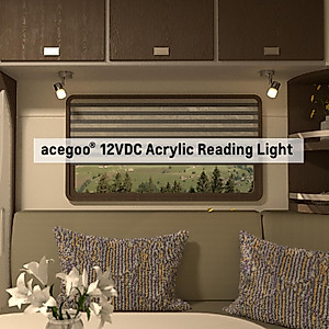 acegoo 12V LED Reading Light, RV Bedside Swivel Wall Lamp with Quick USB Charger, Frosted Acrylic Lampshade & Push Dimmer Switch, Chrome Finish,DC 12-24V Hard-Wired