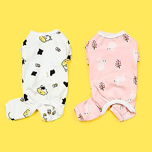2 Pieces Dog Pajamas Cute Funny Printed for Cotton Puppy Clothes Holiday Festival Party Dogs Costumes Doggie Shirts Cat Outfits Dog Sweatshirt for Small Dogs Cats Boy Girl Clothes