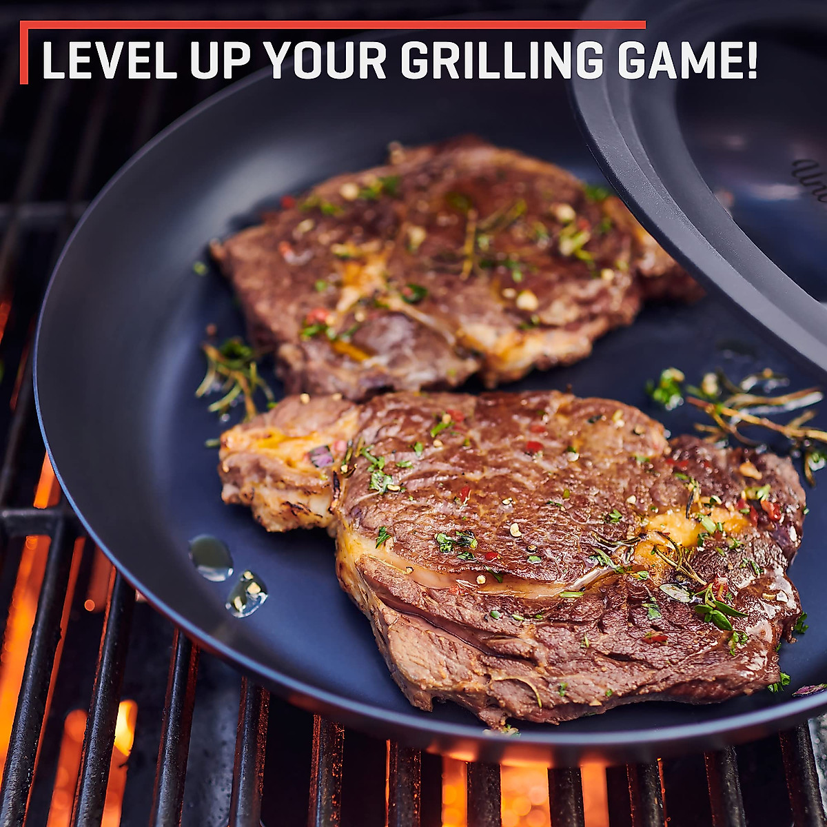 Uno Casa Carbon Steel 12 Inch - Non-Stick Blue Frying Pan with Universal Lid, Quick Heating Skillet - Chef Pan with Removable Silicone Handle