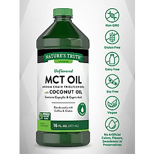 MCT Oil | 16 fl. oz | Keto, Unflavored Formula | with Coconut Oil | Vegan, Non-GMO, and Gluten Free Supplement | by Nature's Truth