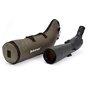 Celestron – TrailSeeker 80mm Angled Spotting Scope – Fully Multi-Coated XLT Optics – 20-60x Zoom Eyepiece – Waterproof & Fogproof – Rubber Armored