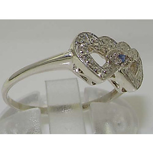 LetsBuyGold 925 Sterling Silver Natural Sapphire Womens Sweetheart Ring - Sizes 4 to 12 Available