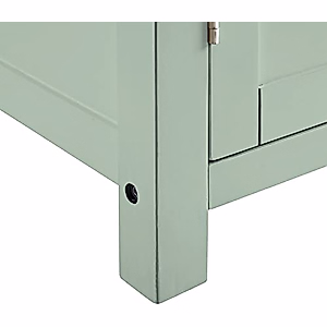 Crosley Furniture Savannah Wood Top Drop Leaf Rolling Kitchen Island Cart with Spice Rack and Shelves, Mint