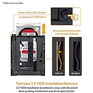 ICY DOCK Tool-Less 3.5” SATA HDD Mobile Rack and Ultra-Slim 9.5mm ODD Bay for External 5.25” Bay | DuoSwap MB971SPO-B (3.5" HDD + ODD)