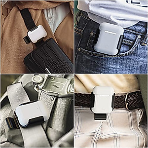 Geekria 2 Pack Earbuds Case Ultra Light Belt Clip Pocket Holder, Compatible with APPL AirPod, AirPod 2 True Wireless Earbuds, Charging Port Accessible (Black)