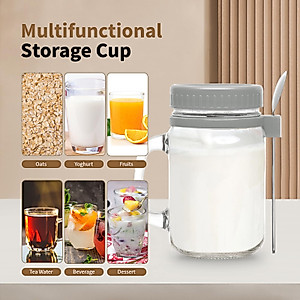 WANJOTEC Mason Jars 16 oz with Lids, 4 Pack Overnight Oats Containers with Lids and Handle, Breakfast On-the-Go Container Airtight Oatmeal Yogurt Container for Cereal,Salad,Milk