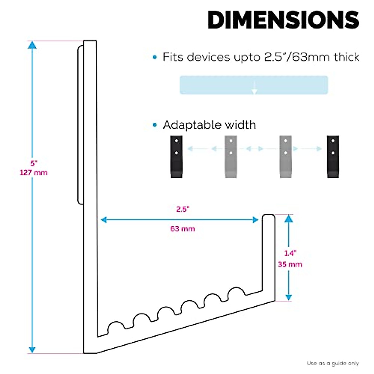 BRAINWAVZ 2.5" Cable Box Wall Mount Hanger Holder, Adhesive & Screw-in, for Routers, Laptops, Modem, Mesh WiFi, Apple TV, Network Switch & More, for Devices Upto 2.5" / 63mm Wide, (Black)