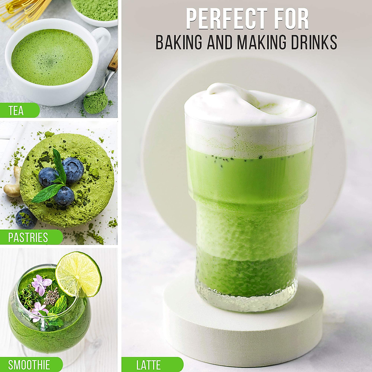 NUI Organic Matcha Green Tea Powder 100% Pure Premium Matcha for Latte, Smoothies and Baking 4 oz