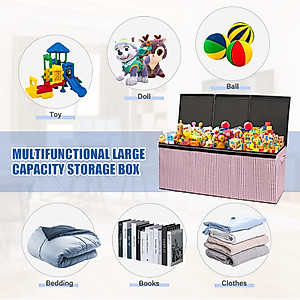 DECOSIS Extra Large Toy Box, Foldable Toy Chest for Girls with DIY Partition Storage, Kids Toy Box 40 x 16 x 14 in for Playroom, Living Room, Kid's Room, Pink, LBOX-PINK-1