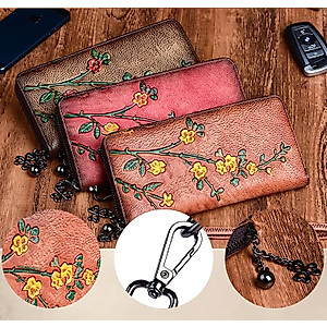 LMKIDS Retro Genuine Leather Wallets for Women Embossed Women's Purse Ladies Clutch Purse with Tassel (Style 11)