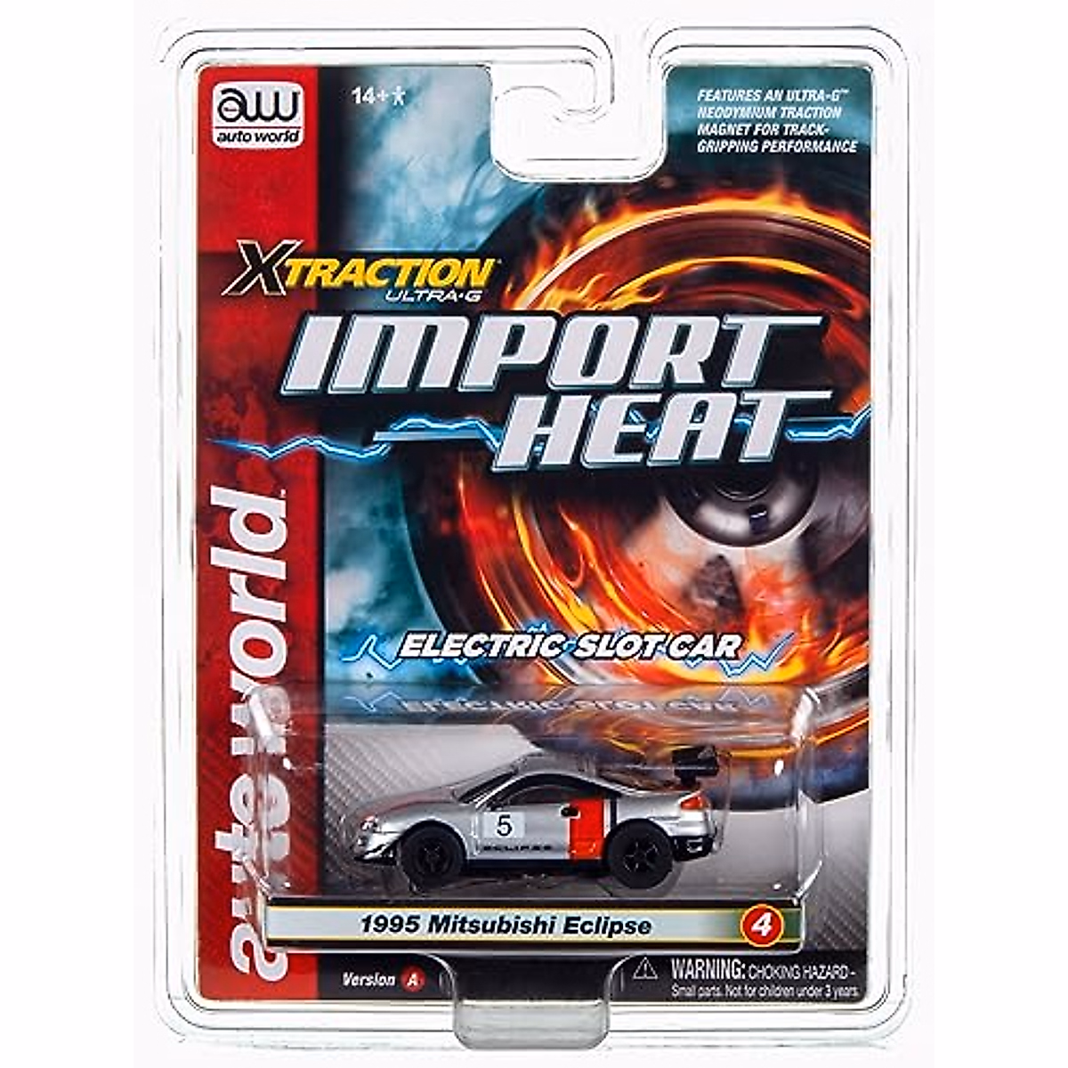 Auto World Xtraction 1995 Mitsubishi Eclipse (Silver) HO Scale Slot Car