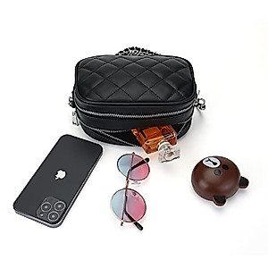 MAXWISE Quilted Crossbody Bags Crossbody Purse Small Crossbody Shoulder Bag with Chain Strap Side Purse for Women