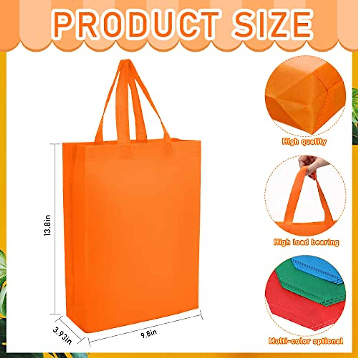 72 Pcs Non Woven Tote Bags Reusable Gift Bags with Handles Bulk Kids Gift Bags Foldable Bag Grocery Bags for Christmas Birthdays Wedding Party Favors Grocery Shopping Holiday Presents