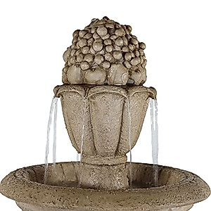Sunnydaze 3-Tier Cornucopia Outdoor Water Fountain for The Patio or Backyard - 61-Inch H Ivory
