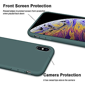 iPhone Xs Max Case, Anuck Soft Silicone Gel Rubber Bumper Case Anti-Scratch Microfiber Lining Hard Shell Shockproof Full-Body Protective Case Cover for Apple iPhone Xs Max 6.5" 2018 - Pine Green