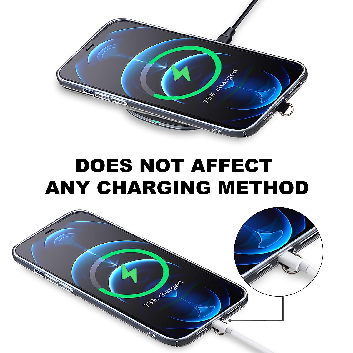 COCASES 2 Pack Phone Tether Tab, Phone Strap Replacement Part for Smartphone Safety, Phone Lanyard Connector (Black)