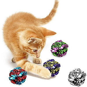 SunGrow 6 Pack Crinkle Balls for Cats, Shiny and Stress Buster Crinkler, Suitable for Multiple Cats' Play, Ideal for Kittens and Grown-up Cats