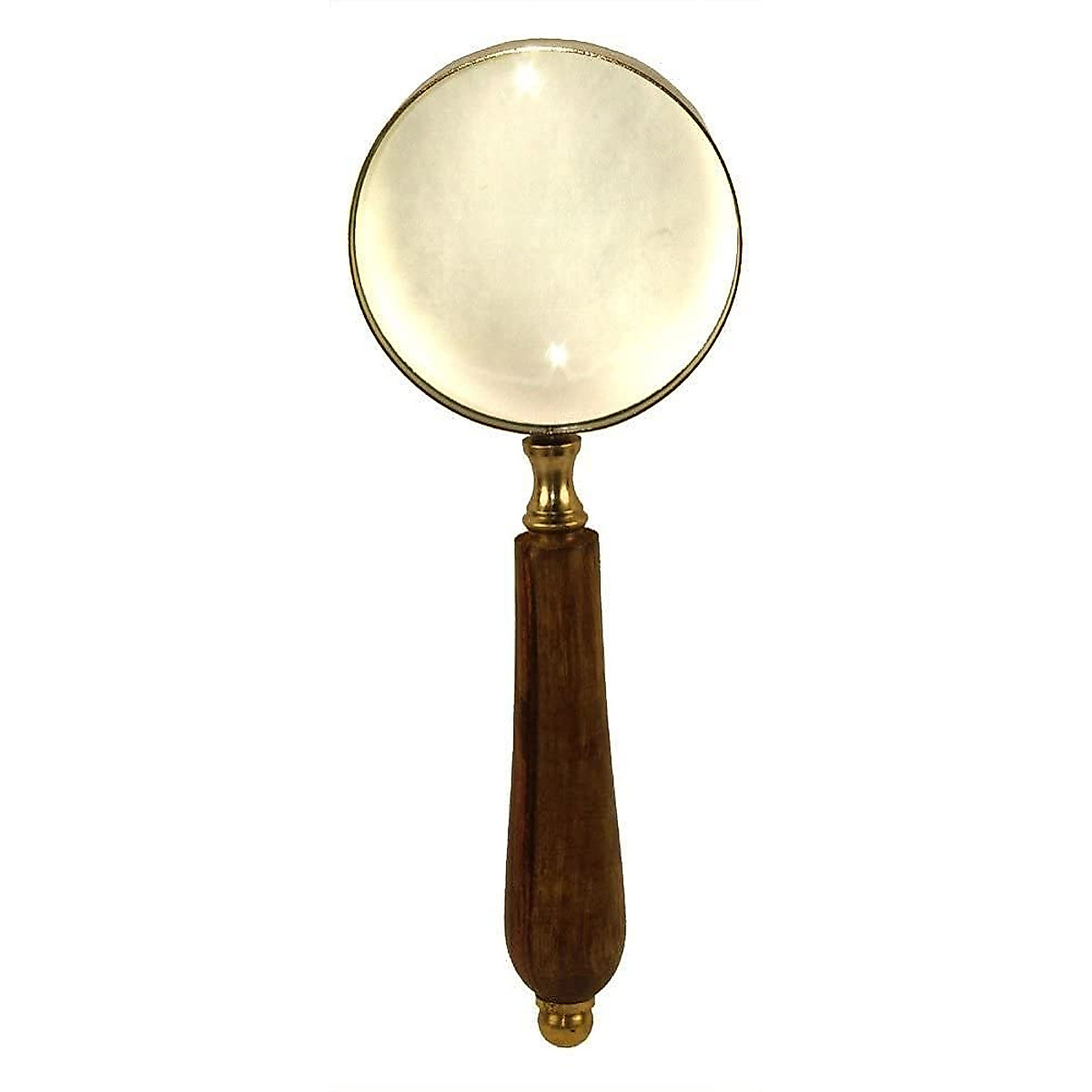 8' Old Fashioned Brass Magnifying Glass: Magnifier with Wood Handle