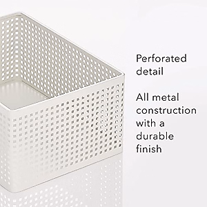 Nate Home by Nate Berkus Perforated Metal Bin | Essential for Kitchen Cabinet or Pantry Organization and Storage from mDesign - Set of 3, White