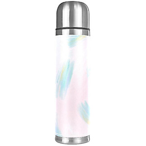 Stainless Steel Leather Vacuum Insulated Mug Colorful Texture Thermos Water Bottle for Hot and Cold Drinks Kids Adults 16 Oz