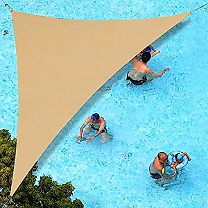 SUNLAX Sun Shade Sail, 10'x 10'x14' Sand Right Triangle Canopy Shades for Outdoor Patio Pergola Cover Sunshade Sails UV Blocking