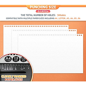 Rayson TD-1500B34 Binding Machine, Square Size Holes, 3:1 Pitch Wire-O Binder Punch 15 Sheets/Bind 130 Sheets with Sturdy Metal Construction