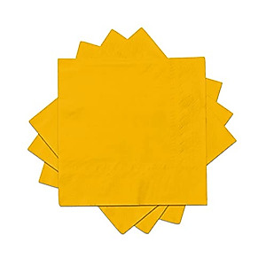 Cocktail Napkins 3-ply 80PCS Yellow Beverage Napkin Disposable Paper Cocktail Napkins Dinner Napkins for Birthday Graduation Party Restaurant Bar Picnic