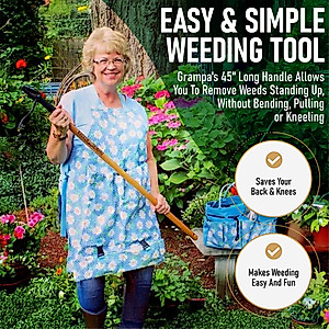Grampa's Weeder - The Original Stand Up Weed Puller Tool with Long Handle - Made with Real Bamboo & 4-Claw Steel Head Design - Easily Remove Weeds Without Bending, Pulling, or Kneeling