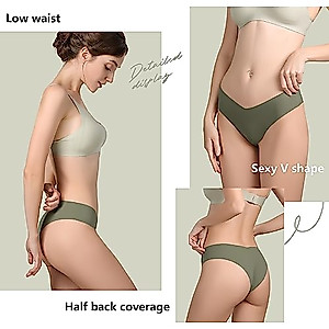 LEVAO 7 Pack Seamless Underwear for Women No Show Bikini Panties Invisible V-shaped Waistband Hipster Cheeky Underwear S-XL