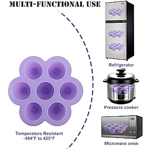 ROTTAY Silicone Egg Bites Molds and Steamer Rack Trivet with Heat Resistant Handles Fit Instant Pot Accessories, 7pcs set for 6qt & 8qt Electric Pressure Cooker With 2 Spoons and Silicone spatula